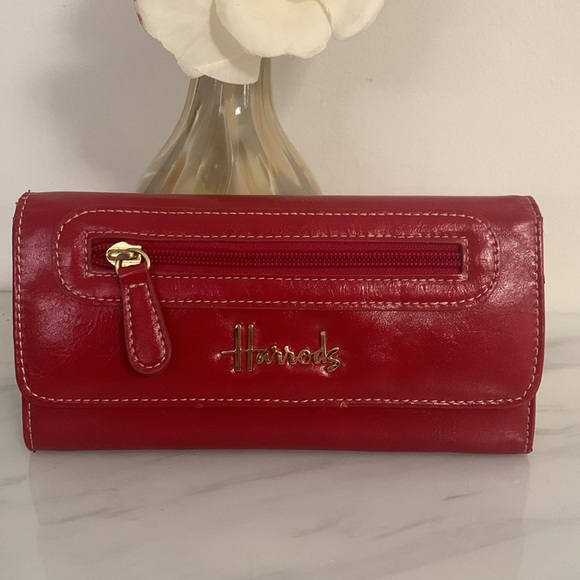 Harrods | Bags | Vintage Harrods Leather Candy Apple Red Wallet | Poshmark